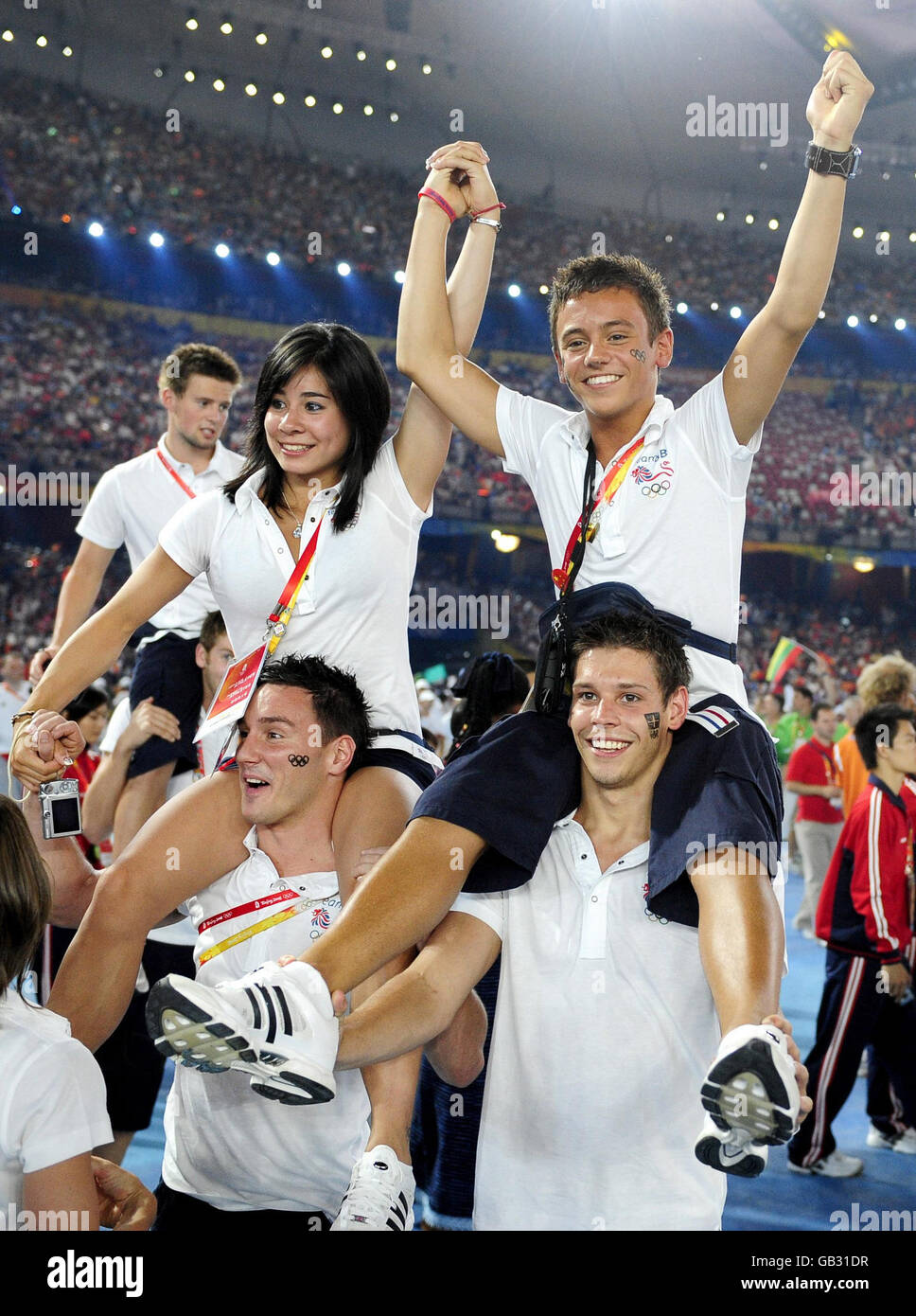Great Britain's Diver Tom Daley (top right) during the Closing Ceremony ...