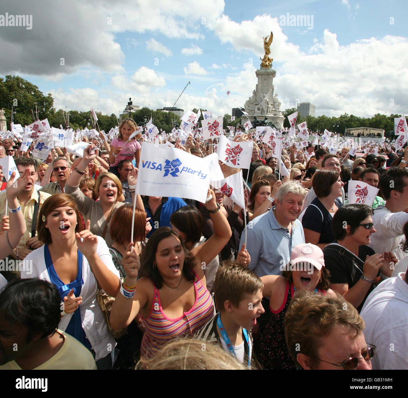 Olympic handover celebrations. Revellers during the Olympics handover ...