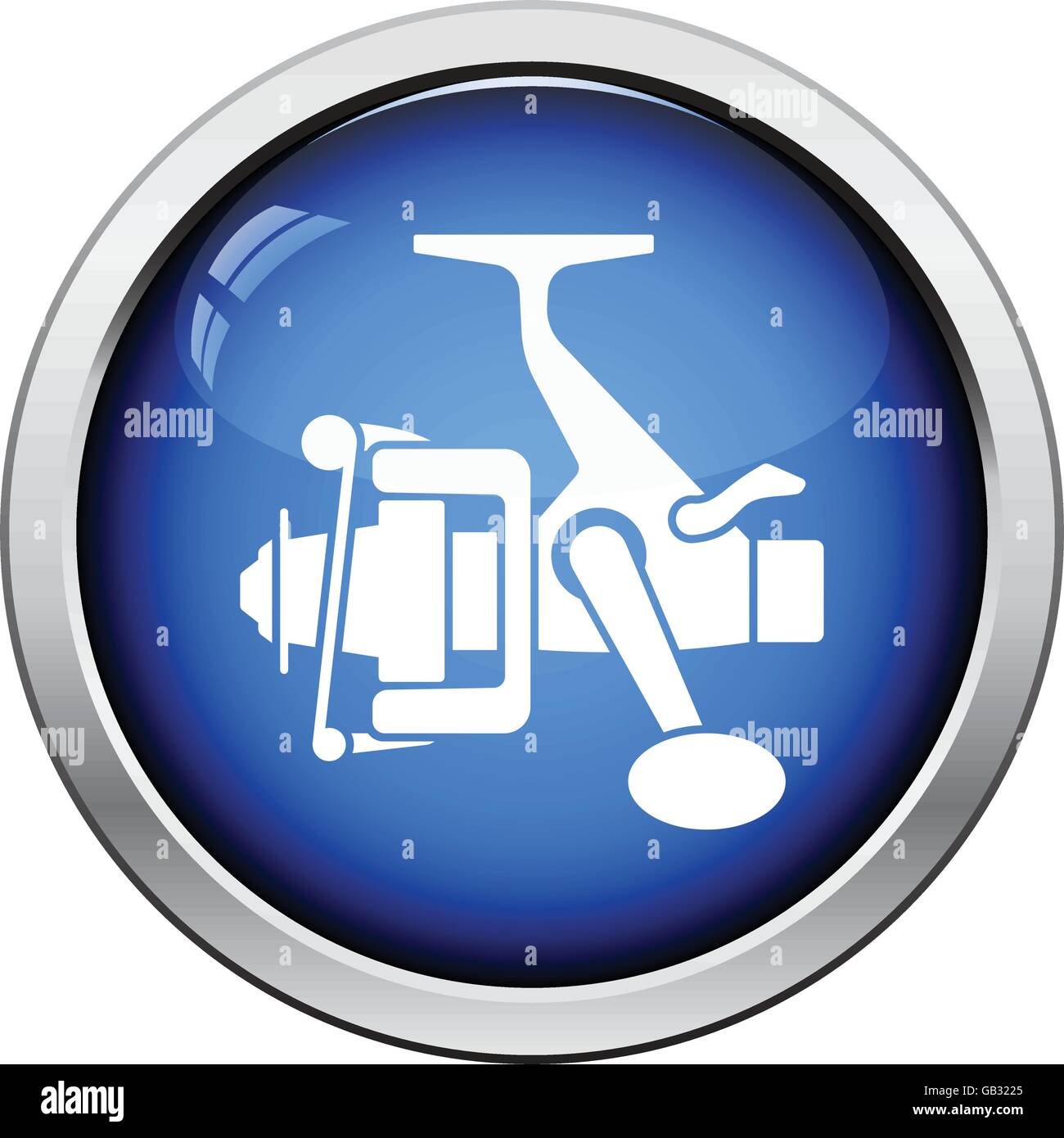 Icon of Fishing reel . Glossy button design. Vector illustration Stock ...