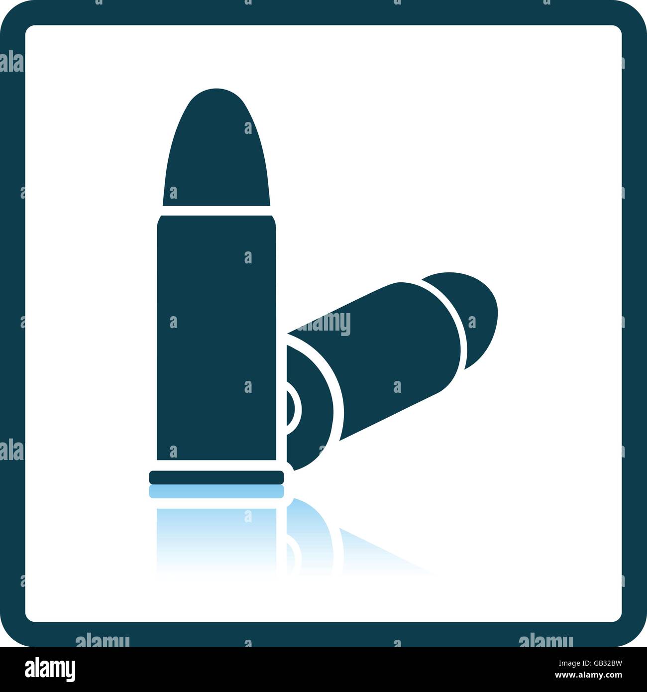 Pistol bullets icon. Shadow reflection design. Vector illustration ...