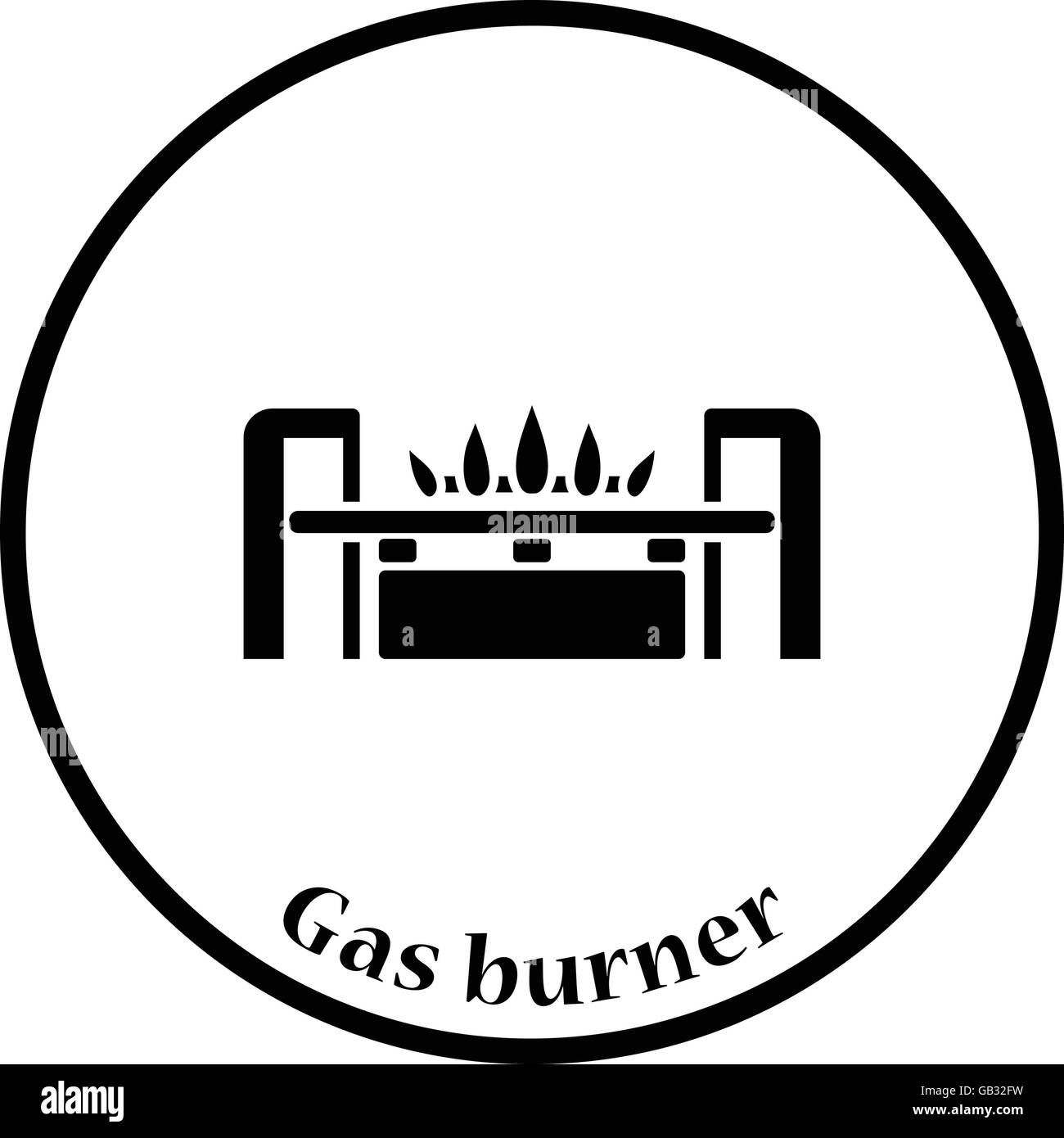 Gas burner icon. Thin circle design. Vector illustration Stock Vector ...