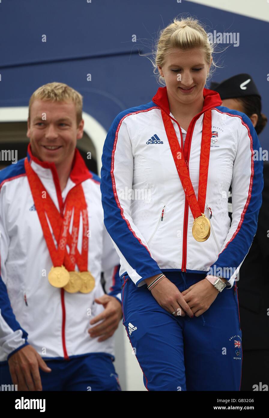 The gold medal winners including Chris Hoy (left) and Rebecca Adlington ...