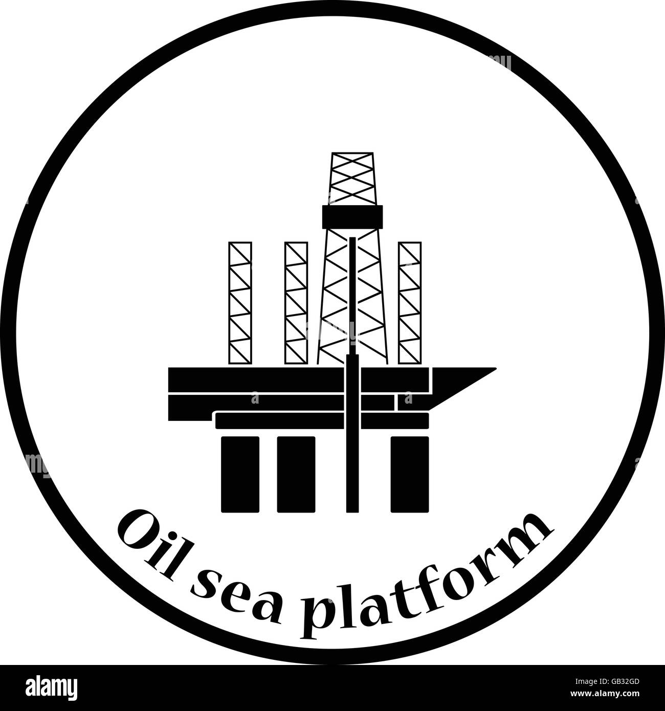 Oil sea platform icon. Thin circle design. Vector illustration Stock ...
