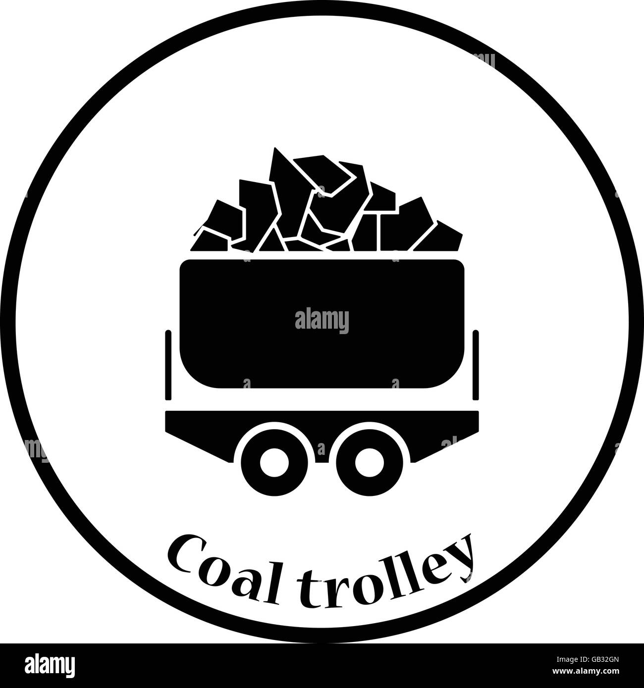 Mine coal trolley icon. Thin circle design. Vector illustration Stock ...