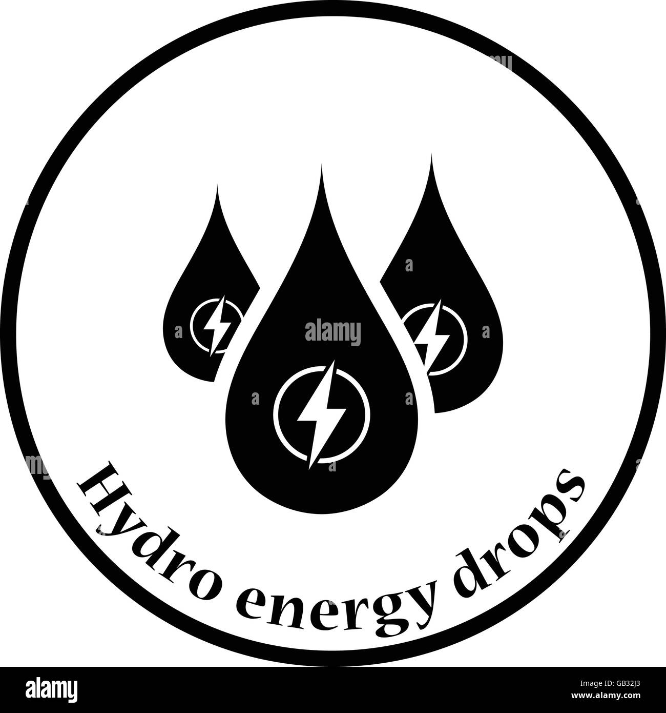 Hydro energy drops icon. Thin circle design. Vector illustration Stock ...