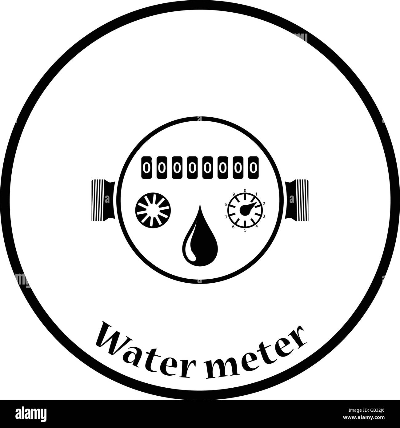 Water meter icon. Thin circle design. Vector illustration Stock Vector Image & Art - Alamy