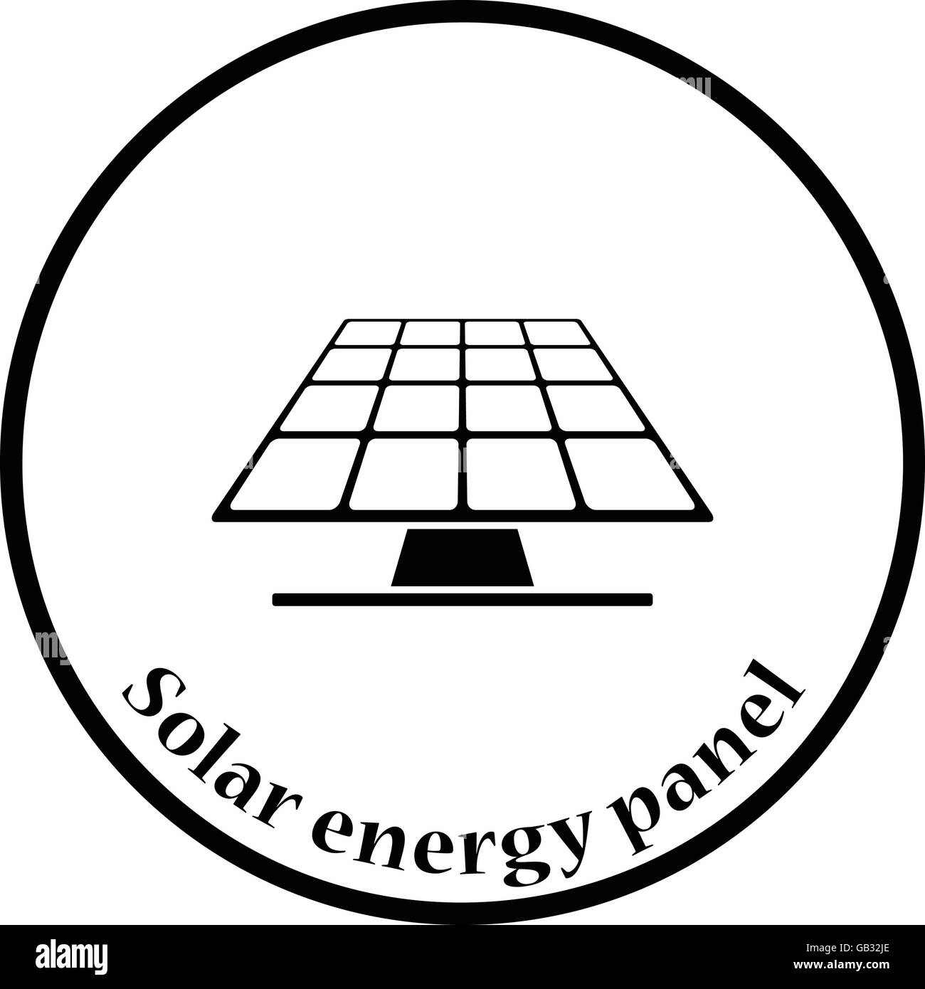 Solar energy panel icon. Thin circle design. Vector illustration Stock ...