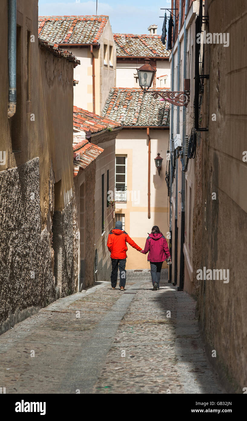 In the narrow streets of Segovia Old Town Stock Photo - Alamy
