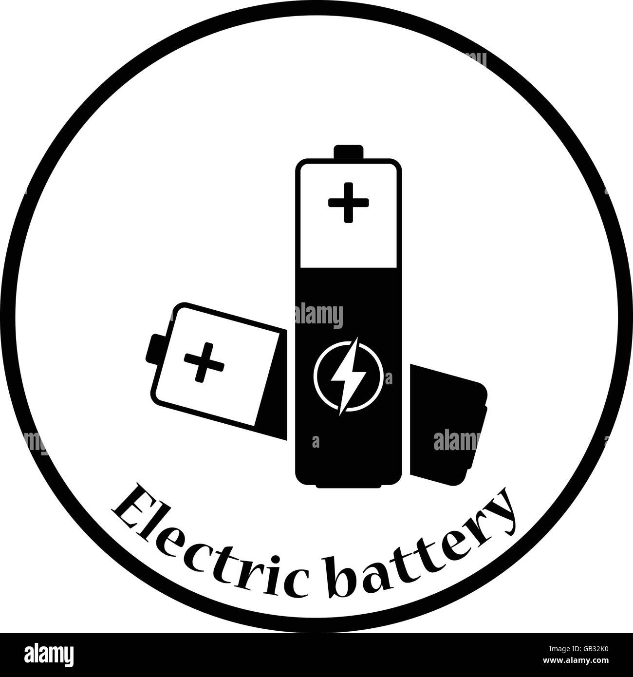 Electric battery icon. Thin circle design. Vector illustration Stock ...