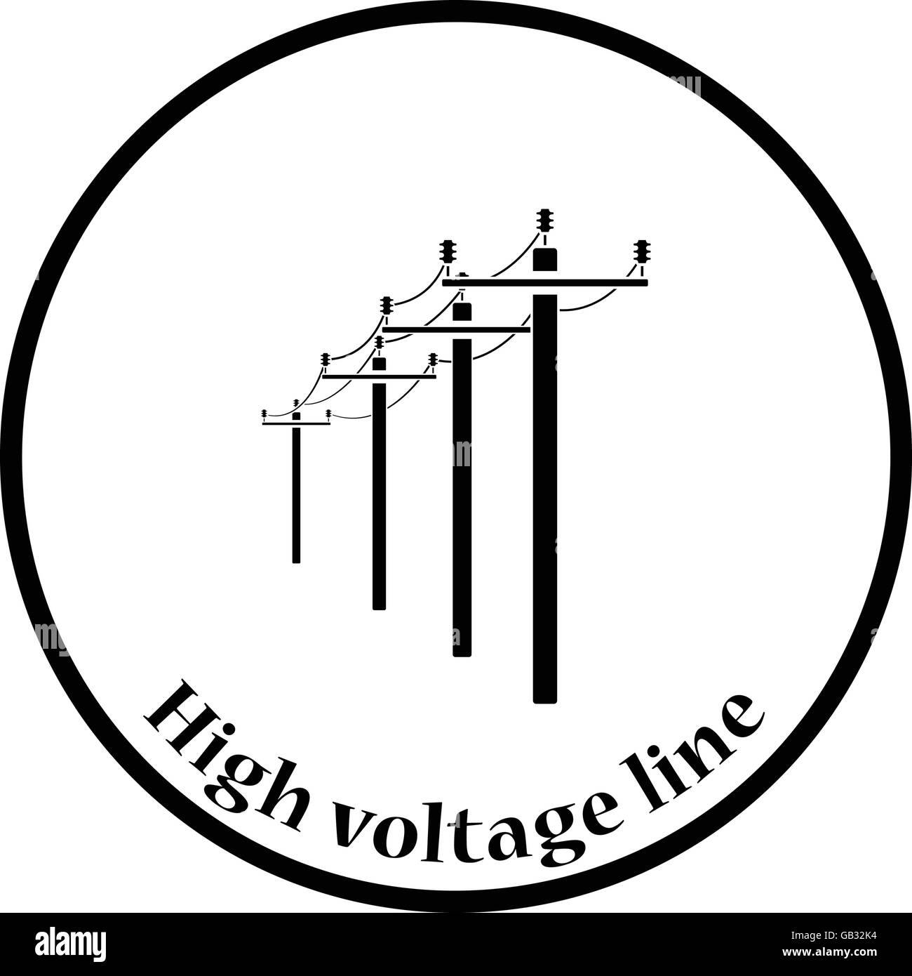 High voltage line icon. Thin circle design. Vector illustration Stock ...