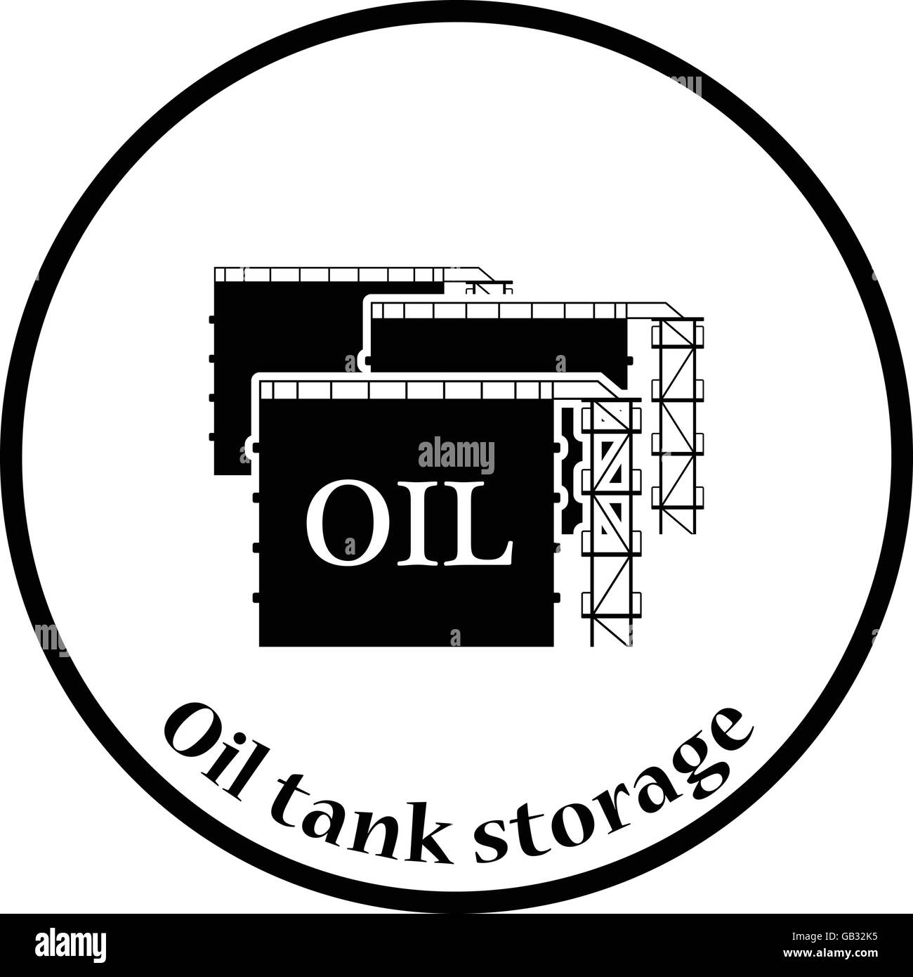 Oil tank storage icon. Thin circle design. Vector illustration Stock ...
