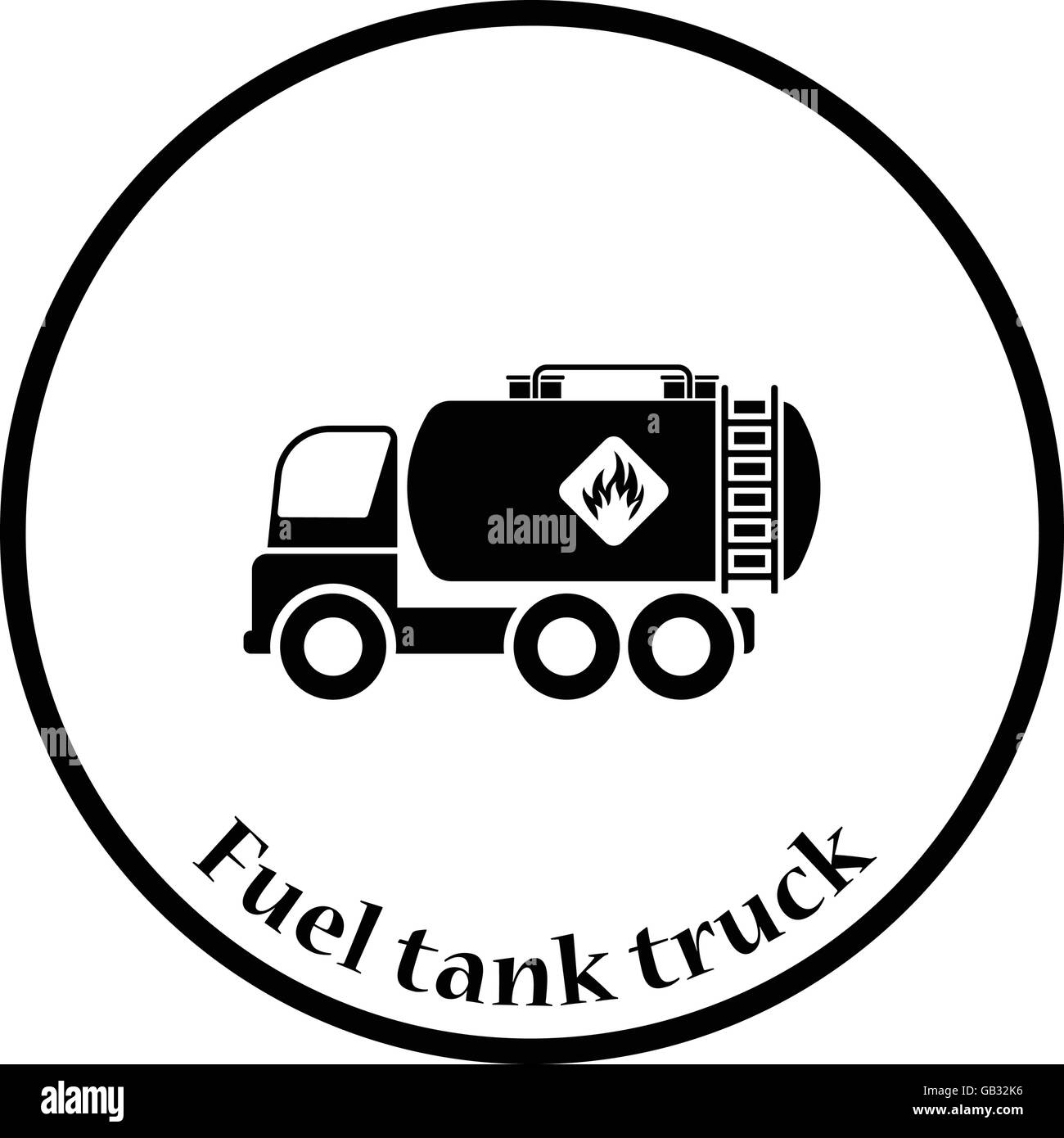 Fuel tank truck icon. Thin circle design. Vector illustration Stock ...
