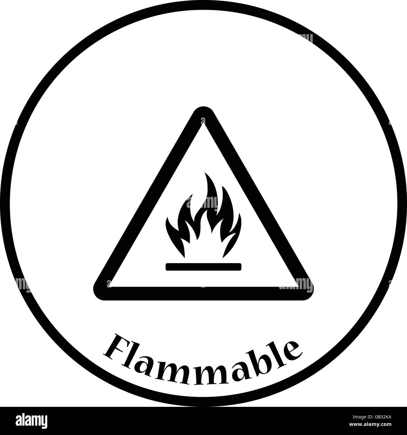 Flammable icon. Thin circle design. Vector illustration Stock Vector ...