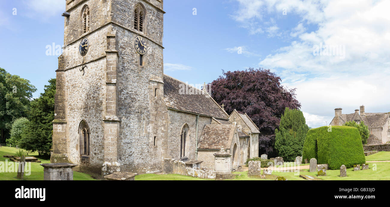 St Andrew Church in the Cotswold village of Miserden, Gloucestershire ...
