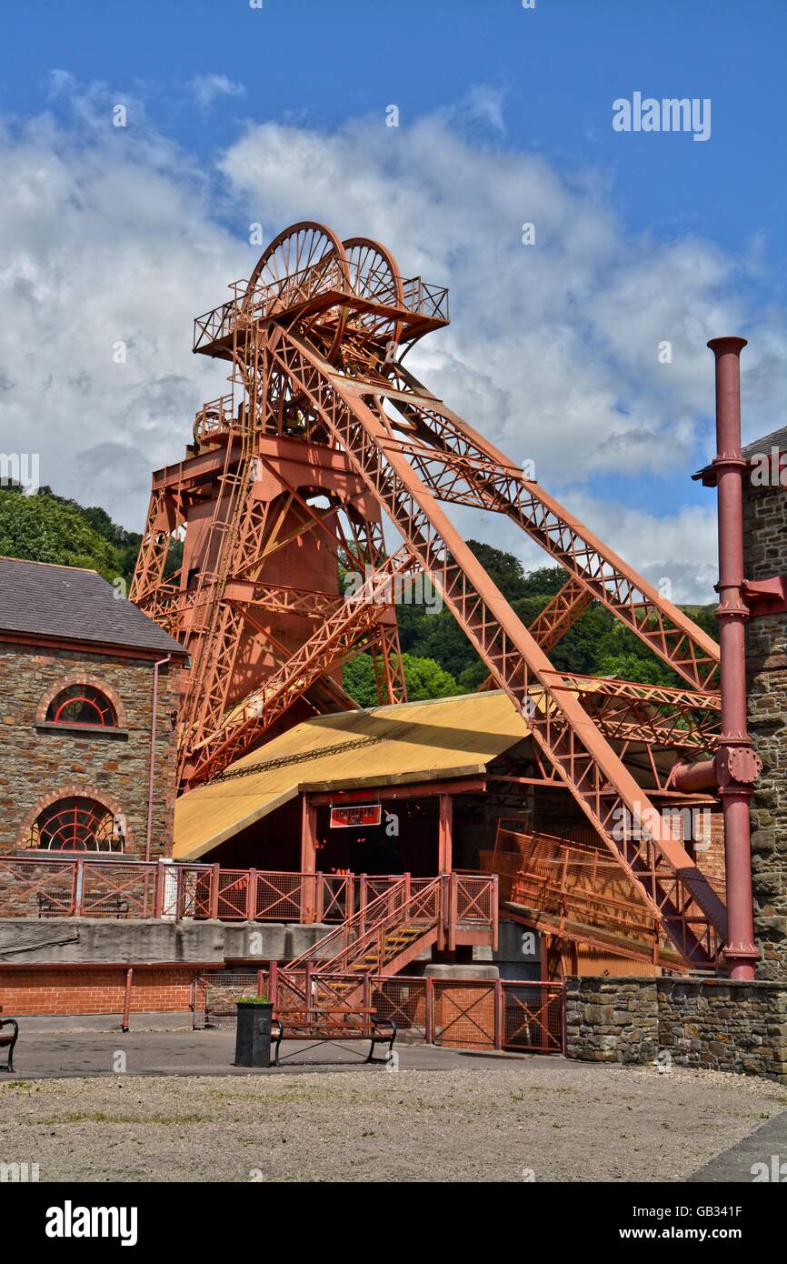 Mining tower at Rhondda in Wales. Old coal mine Stock Photo - Alamy