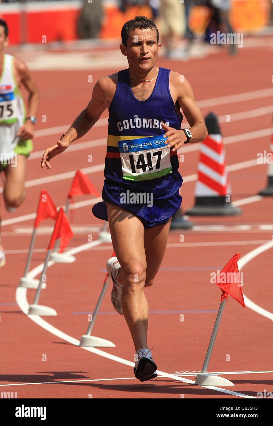 Colombia's Juan Carlos Cardona runs in the men's marathon in the ...