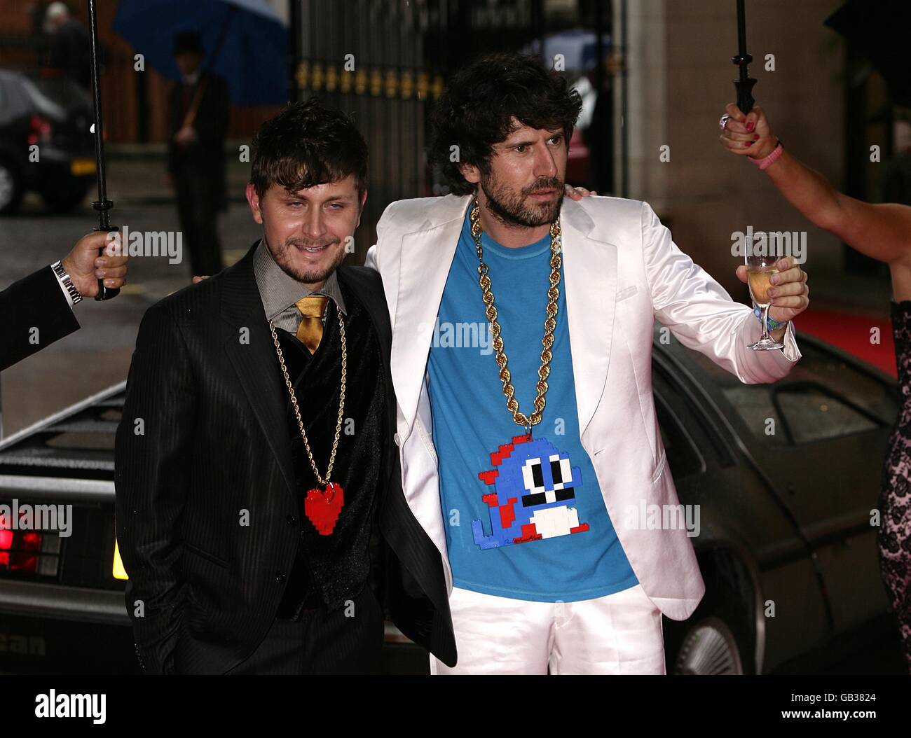 Gruff Rhys (right) and Boom Bip from Neon Neon arrive for the ...