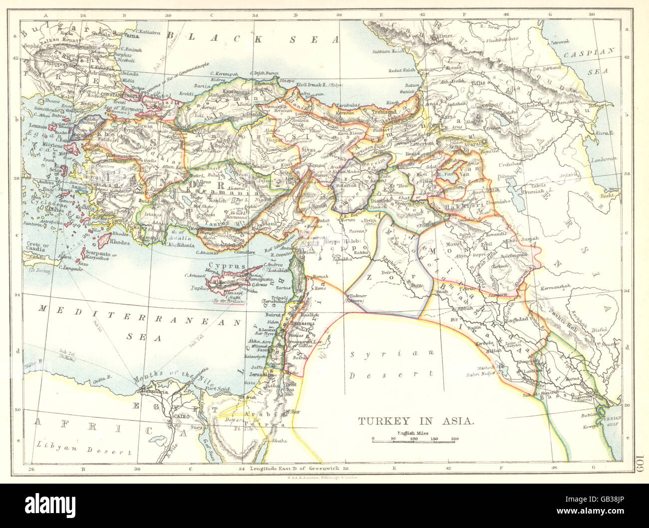 TURKEY: Turkey in Asia. Turkey Cyprus Syria Lebanon Iraq, 1897 antique ...