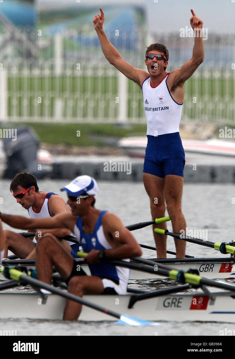 Great Britain's Mark Hunter and Zac Purchase (standing) celebrate ...