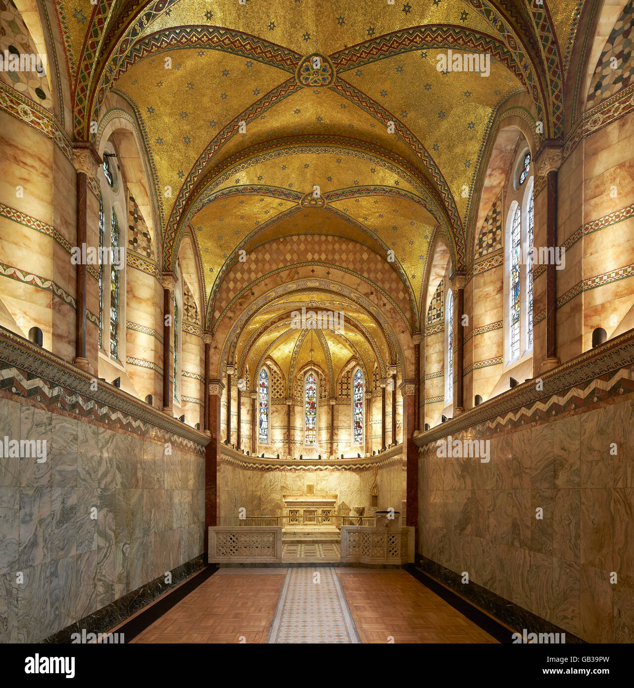 View into Grade II* listed Fitzrovia Chapel. Fitzroy Place, London ...
