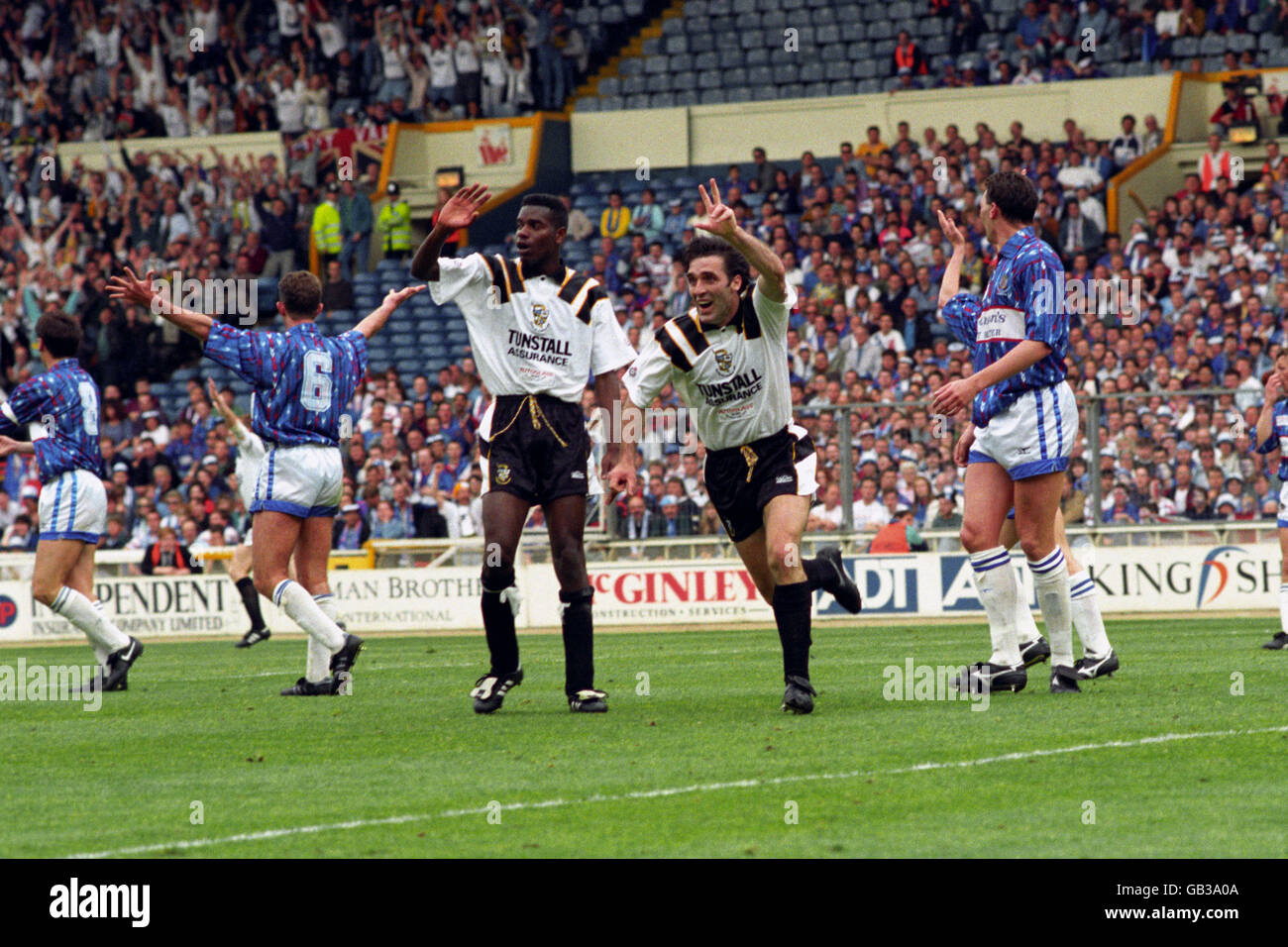 BERNIE SLAVEN CELEBRATES HIS GOAL FOR PORT VALE v STOCKPORT COUNTY ...