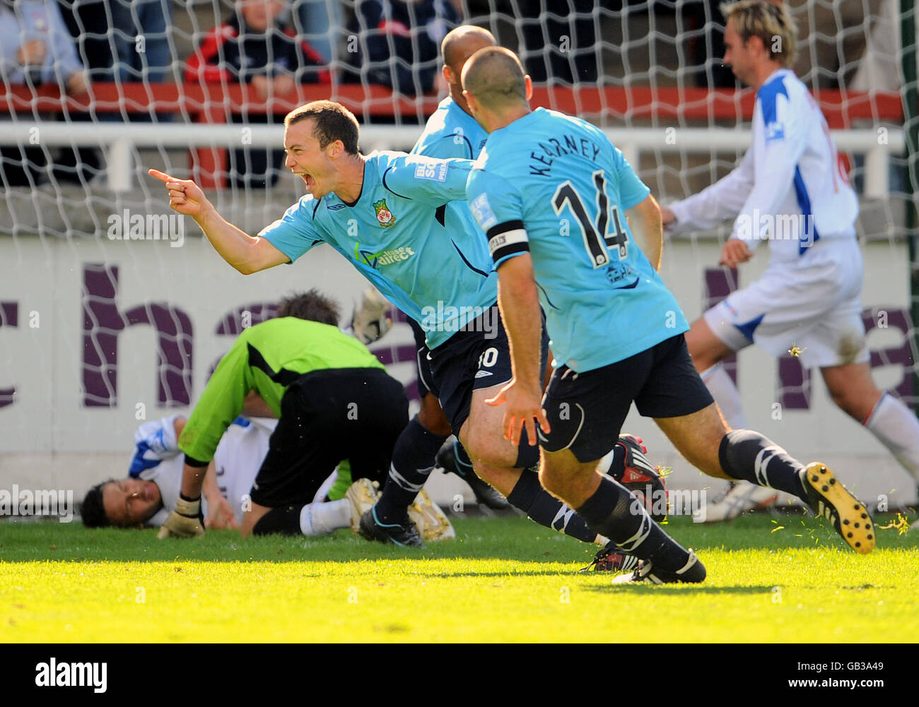 Wrexhams shaun whalley celebrates goal hi-res stock photography and ...