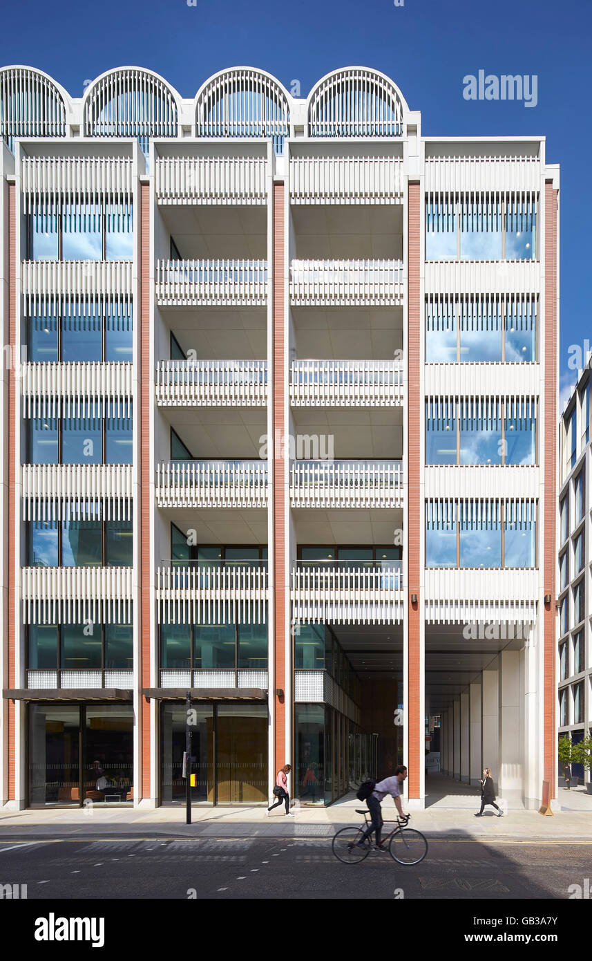 Exterior facade with white metal cladding. Fitzroy Place, London ...