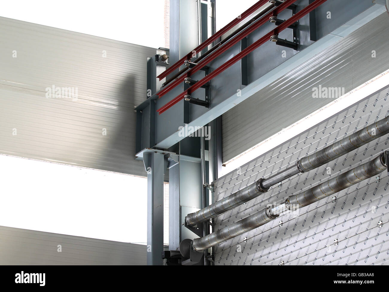 part of the metal structures of the gate within an industrial building ...