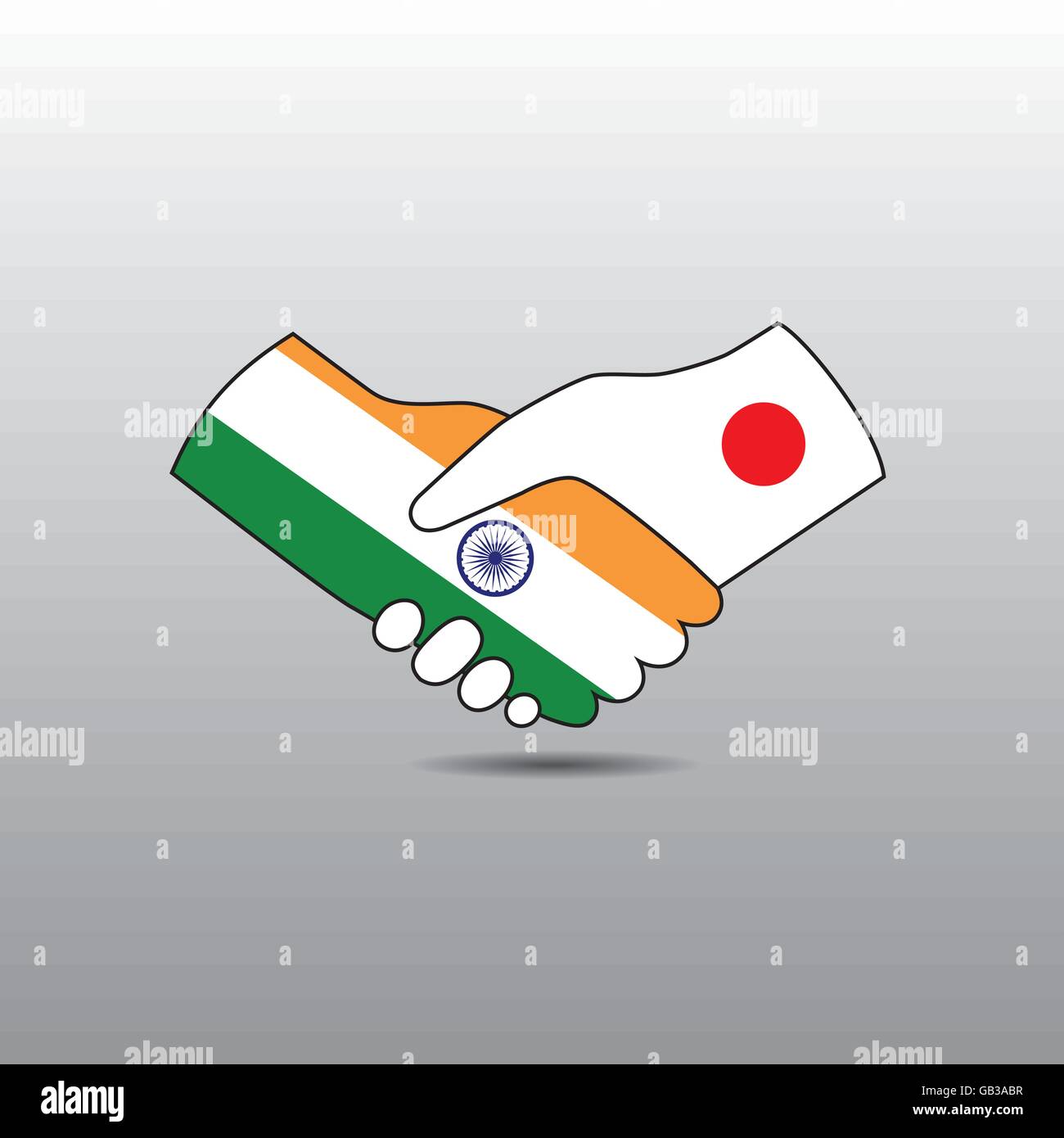 World peace icon in light gray background, India handshake with Japan ...