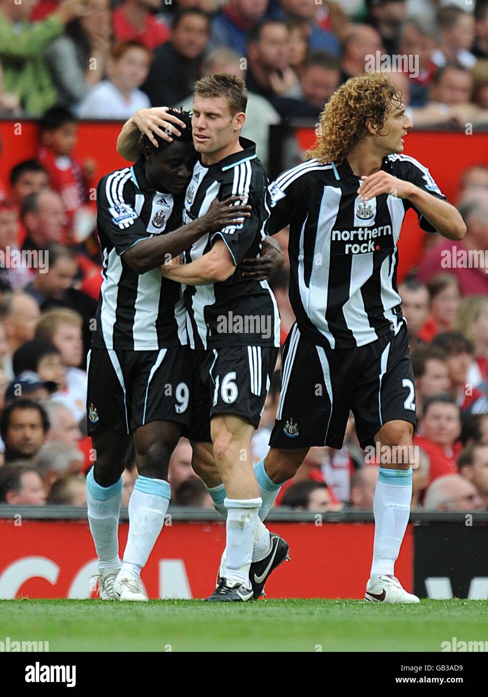 Newcastle United's Obafemi Martins (left) celebrates after scoring the ...