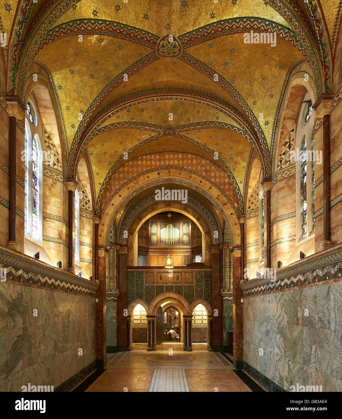 View into Grade II* listed Fitzrovia Chapel. Fitzroy Place, London ...