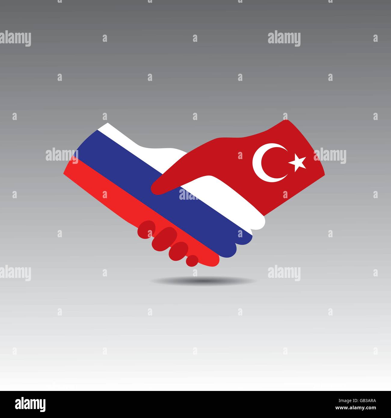 World peace icon in light gray background, Turkey handshake with Russia ...