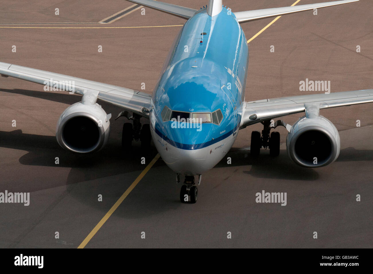 AMSTERDAM, AUGUSTUS 24 Front view of a KLM plane at Schiphol Airport ...