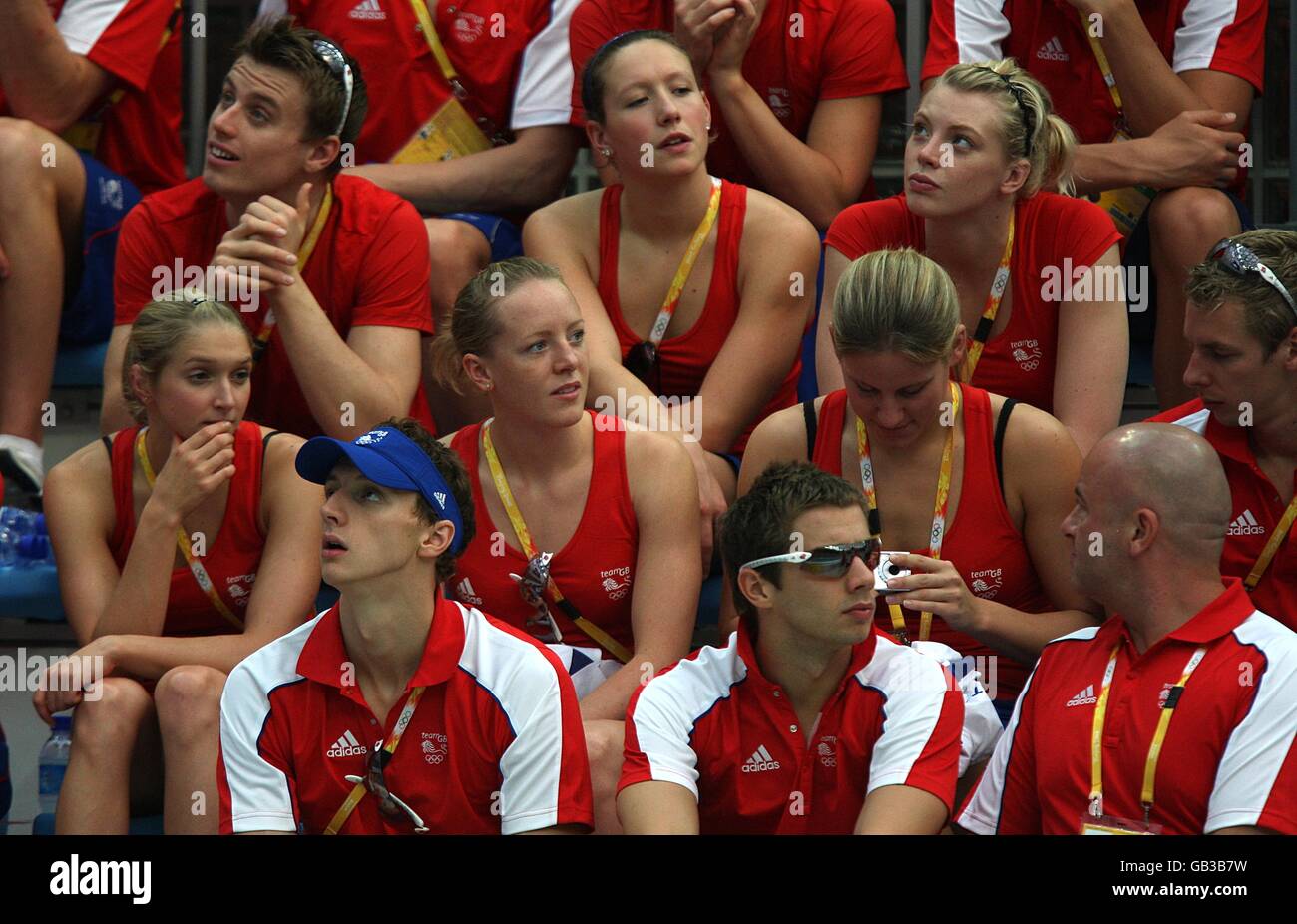 Great Britain's swmming team watch over the other events at the 2008 ...