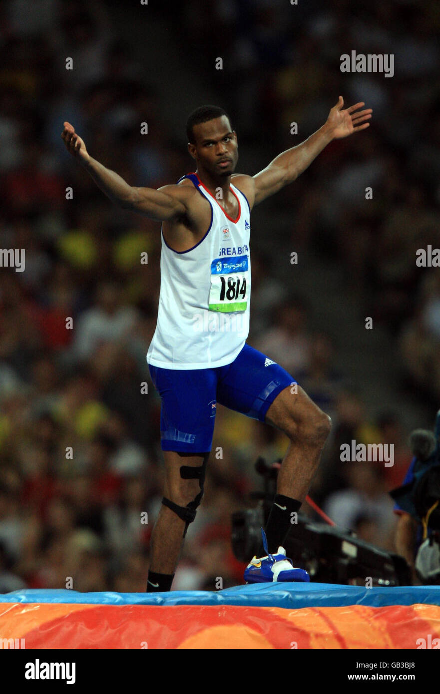 Great Britain's Germaine Mason celebrates a successful jump in the High ...