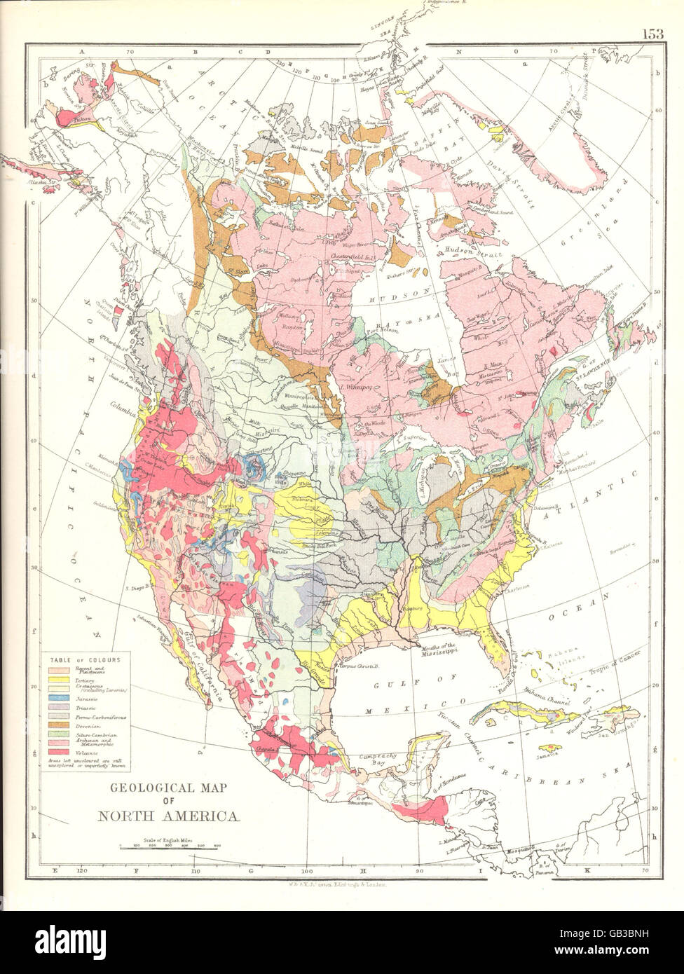 NORTH AMERICA: Geological map of North America, 1897 Stock Photo - Alamy