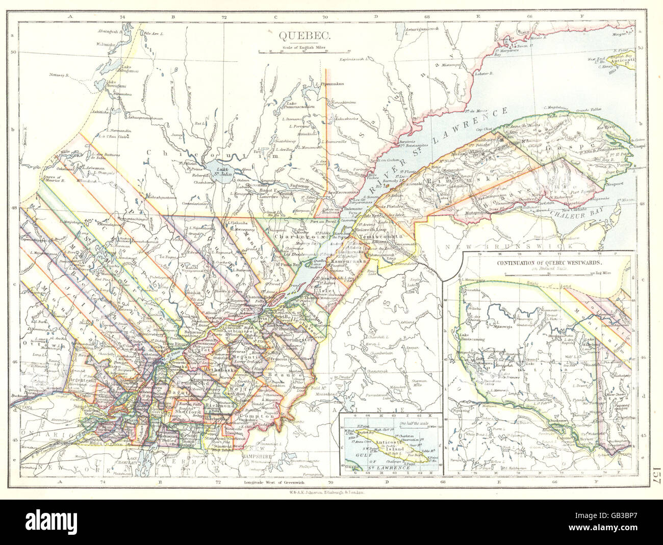 QUEBEC: CANADA: Quebec; St. Lawrence Anticosti Island, 1897 antique map ...