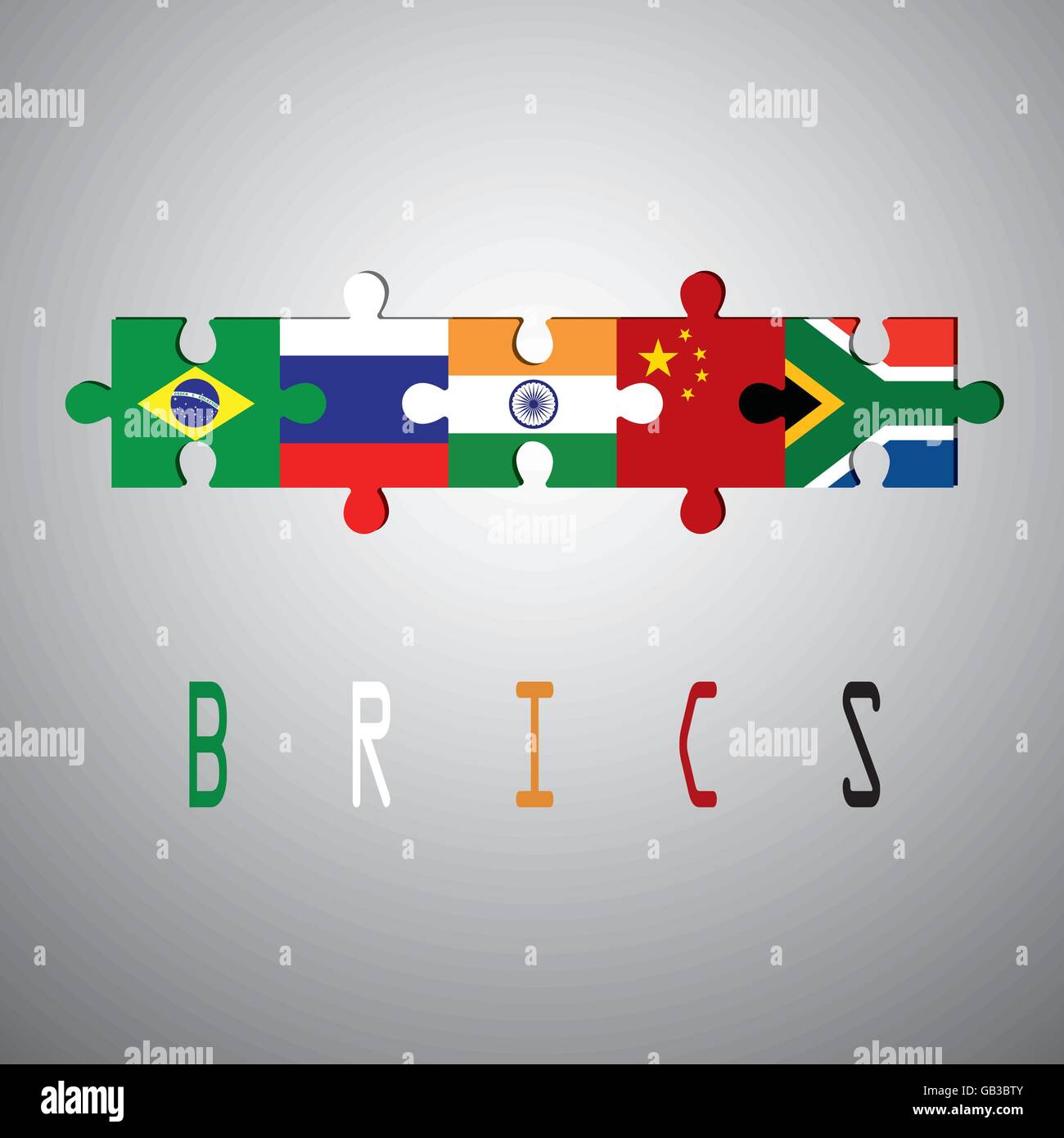 BRICS country jigsaw logo, Brazil, Russia, India, China and South ...