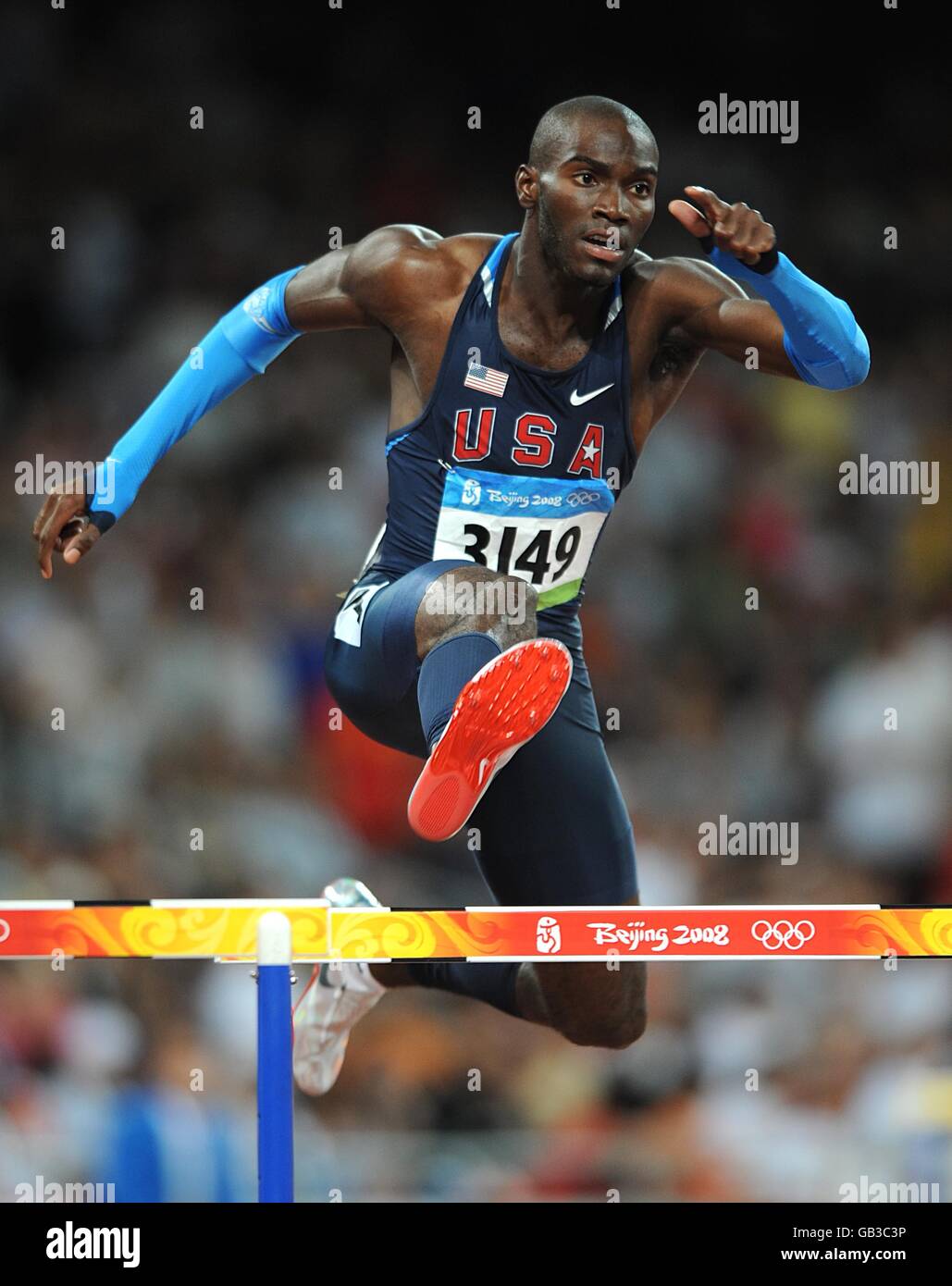 USA's Kerron Clement competes in the Men's 400m Hurdles Semifinal 1 at ...