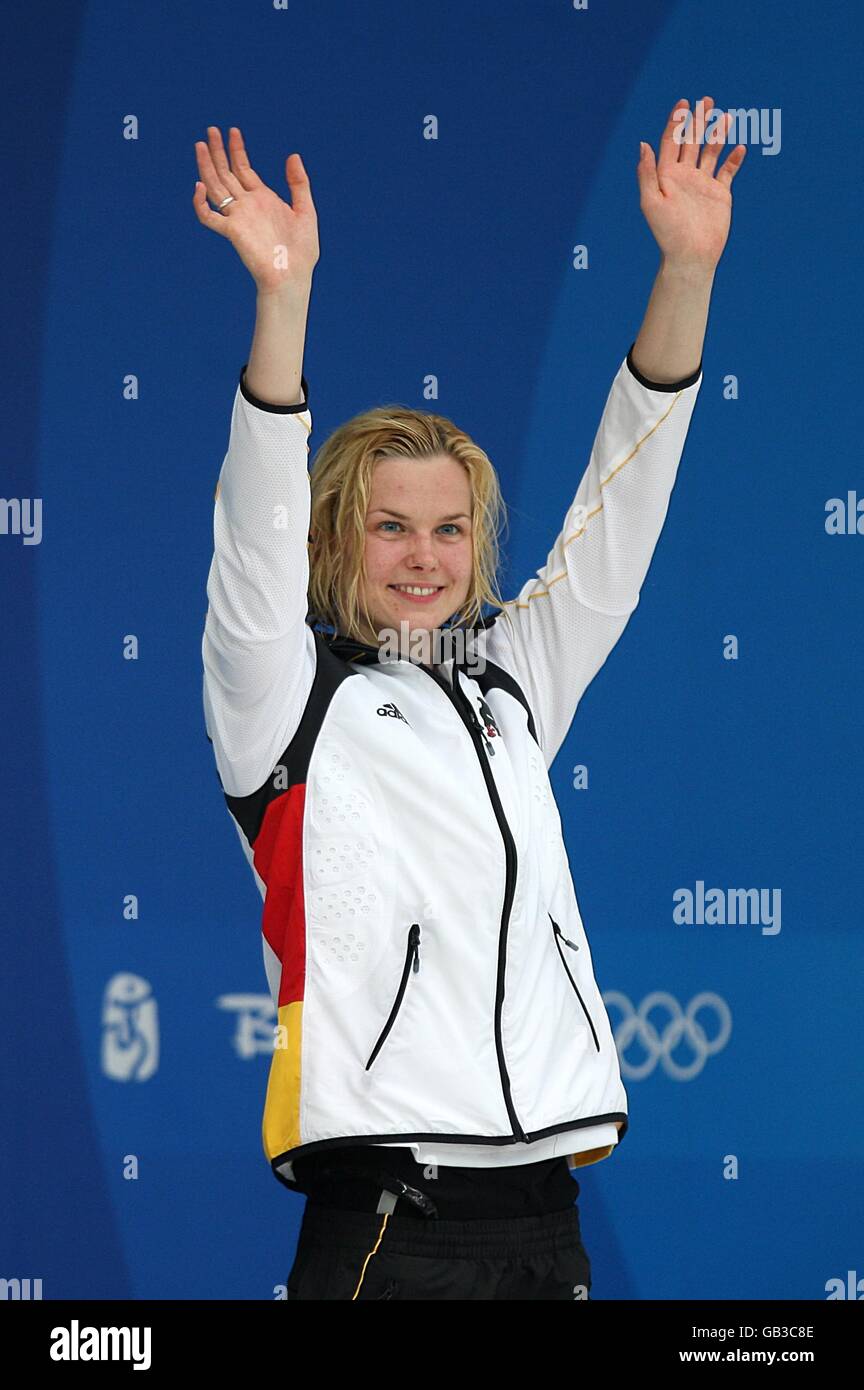 Germany's Britta Steffen, prior to receiving her gold medal after the ...