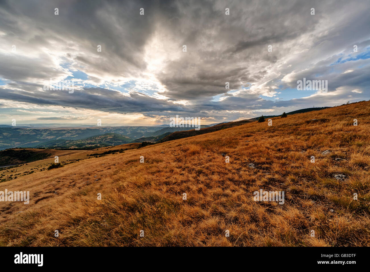 Mountain landscape and panorama view with clouds on Serbian mountain ...
