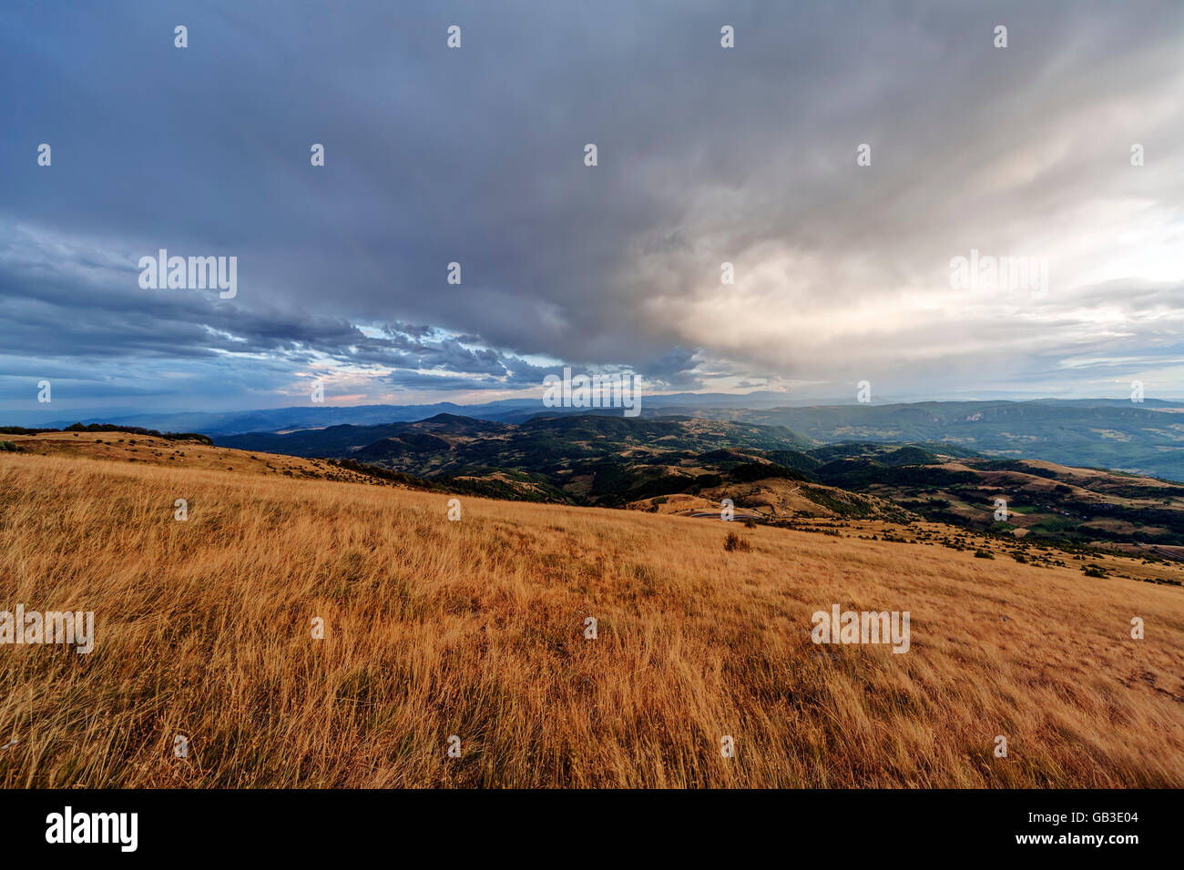 Mountain landscape and panorama view with clouds on Serbian mountain ...