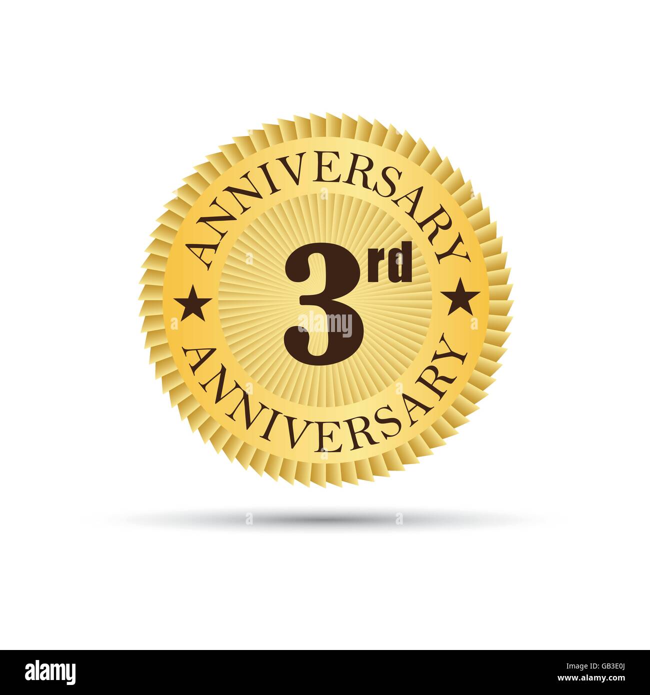 Golden label badge 3 years anniversary logo Stock Vector Image & Art ...
