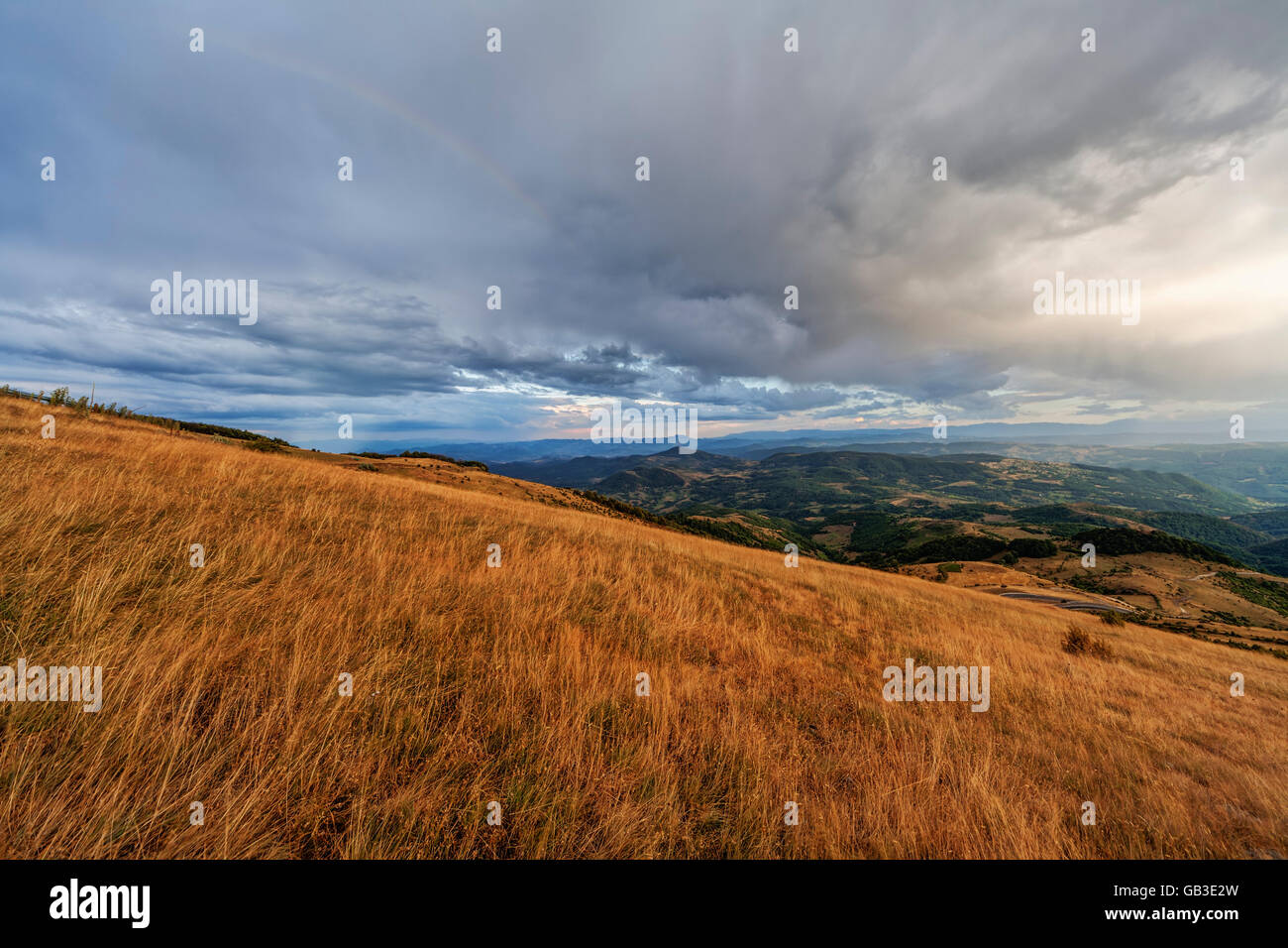 Mountain landscape and panorama view with clouds on Serbian mountain ...