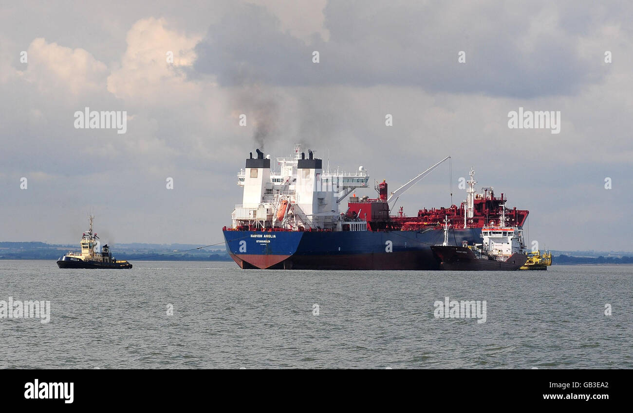 North Sea. A general view of ships in the North Sea at the entrance to ...