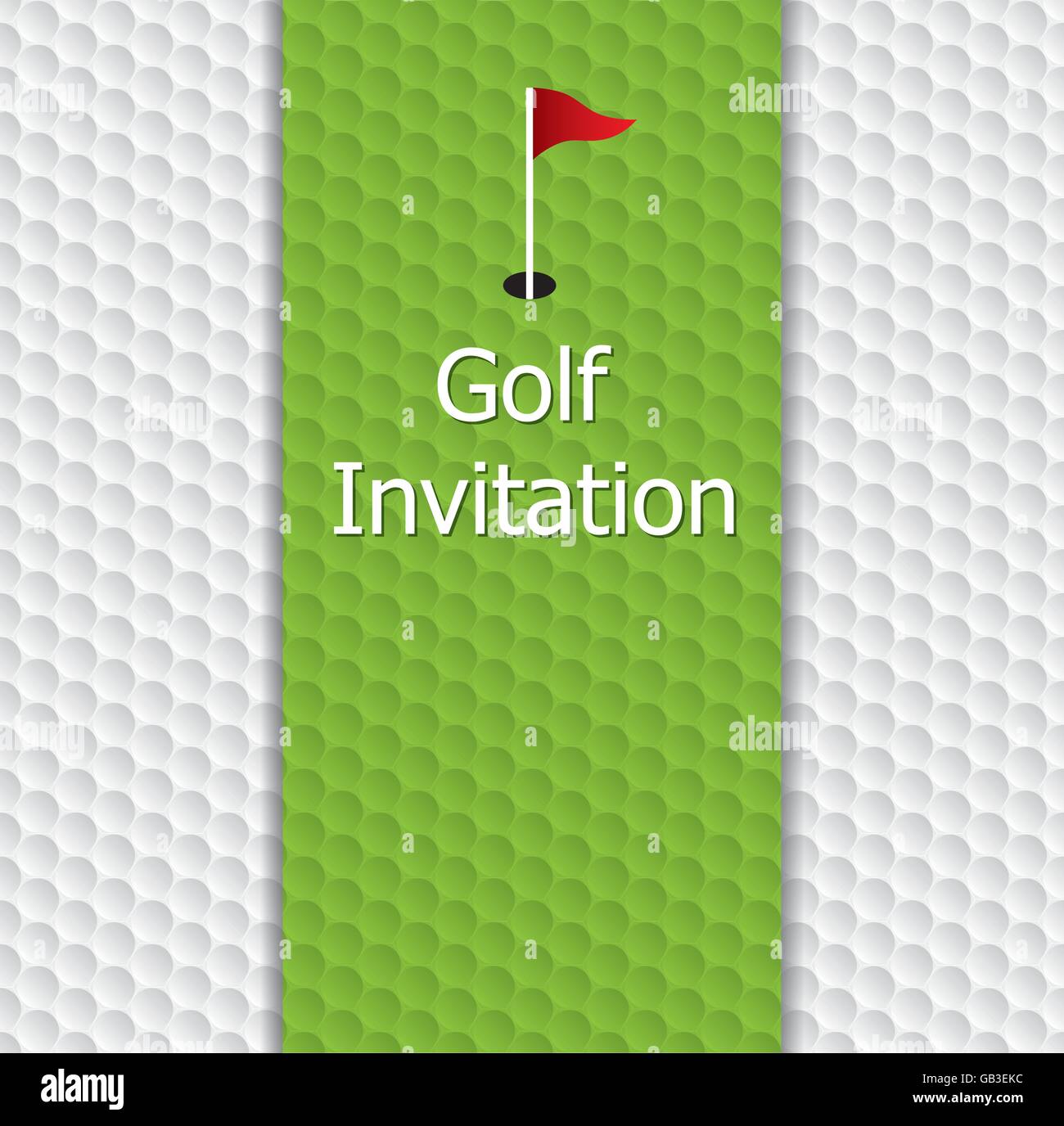 Golf tournament invitation graphic design. Golf green, flag and hole on ...