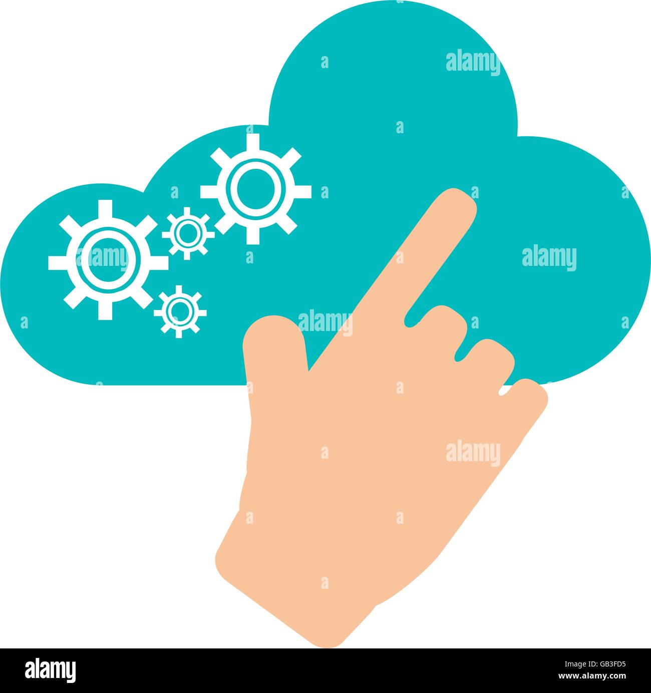 hand pointing to cloud with gears icon Stock Vector Image & Art - Alamy