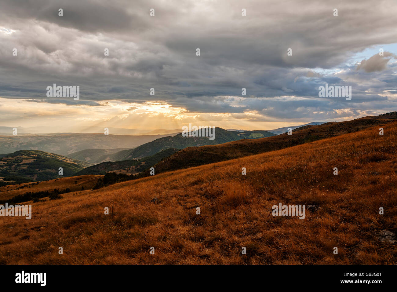 Mountain landscape and panorama view with clouds on Serbian mountain ...