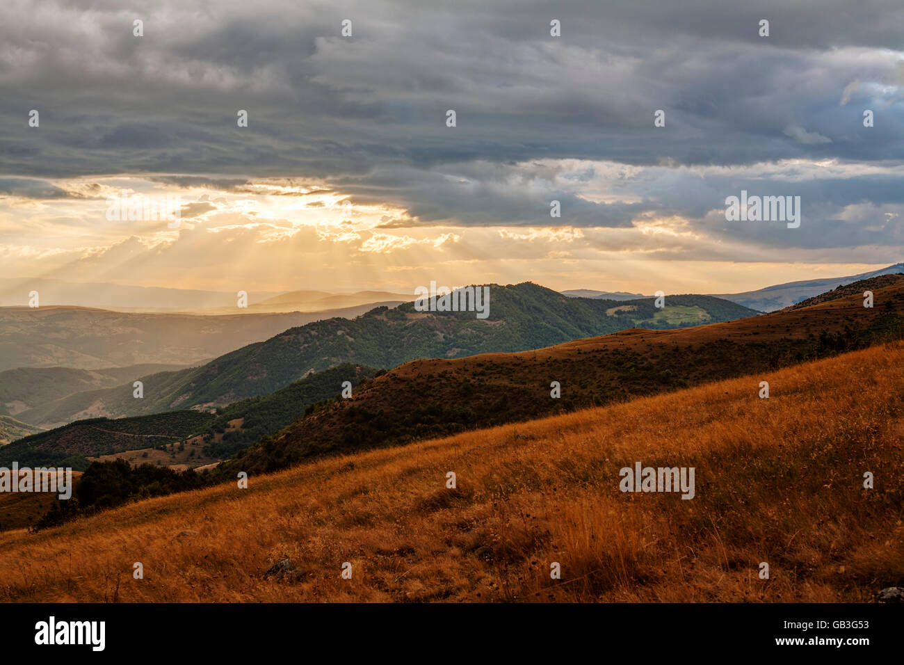 Mountain landscape and panorama view with clouds on Serbian mountain ...