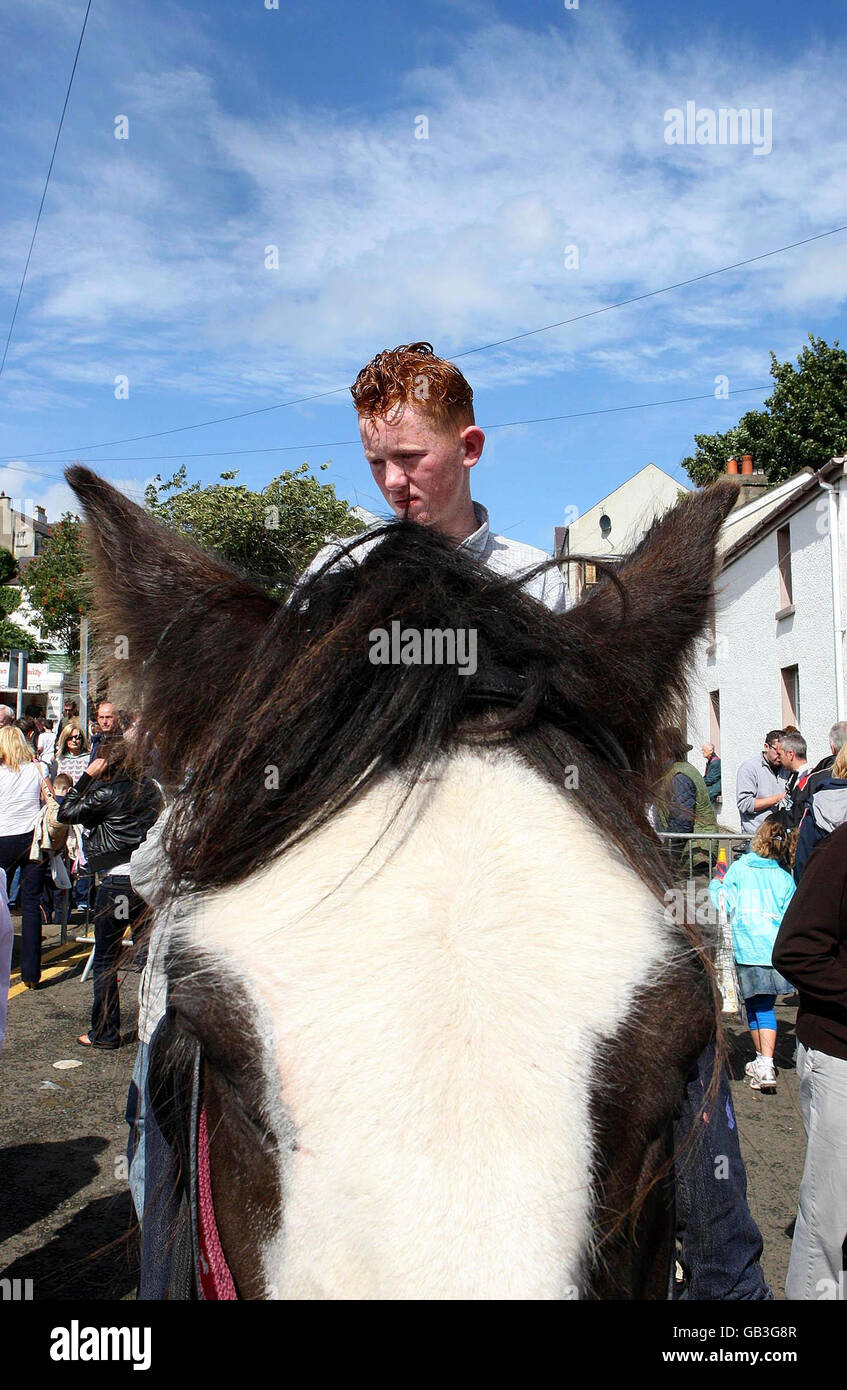 Crowds in Ballycastle, Co. Antrim during Lammas Fair day, an event that ...